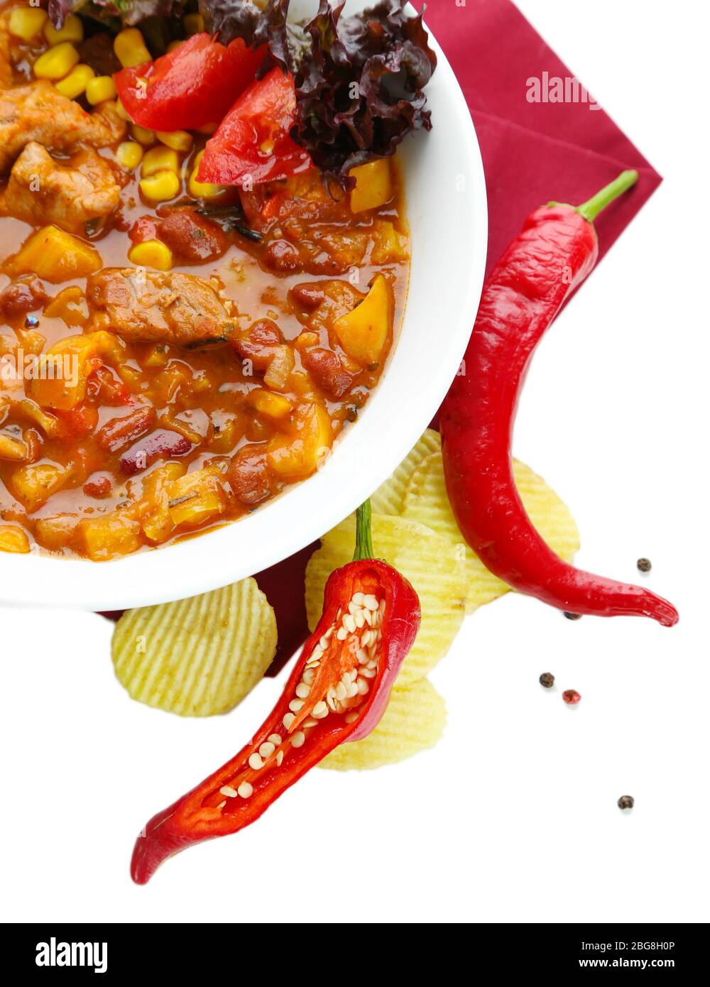Chili Corn Carne - traditional mexican food, isolated on white Stock ...