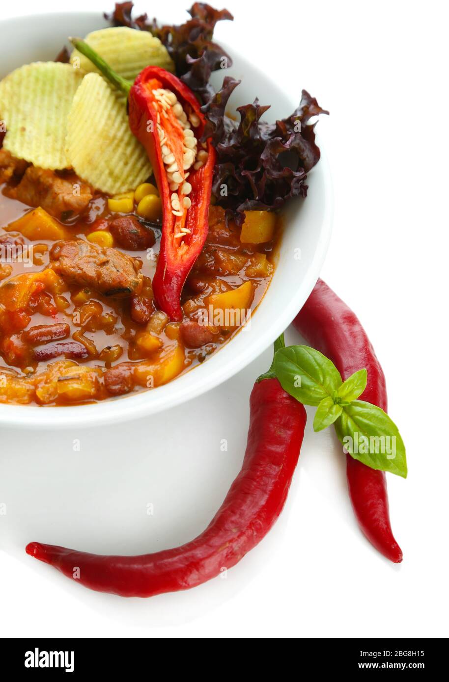 Chili Corn Carne - traditional mexican food, isolated on white Stock ...