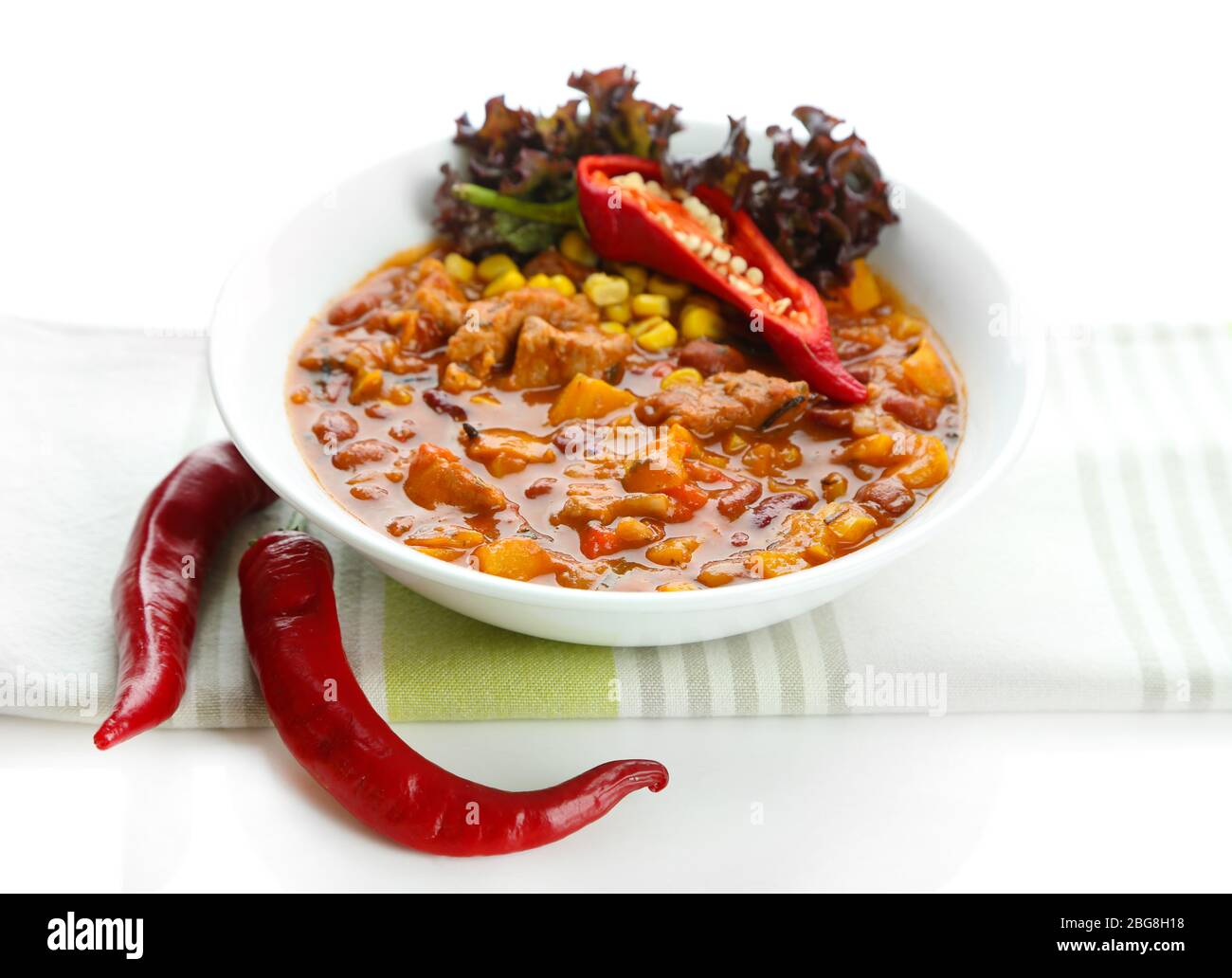 Chili Corn Carne - traditional mexican food, isolated on white Stock ...