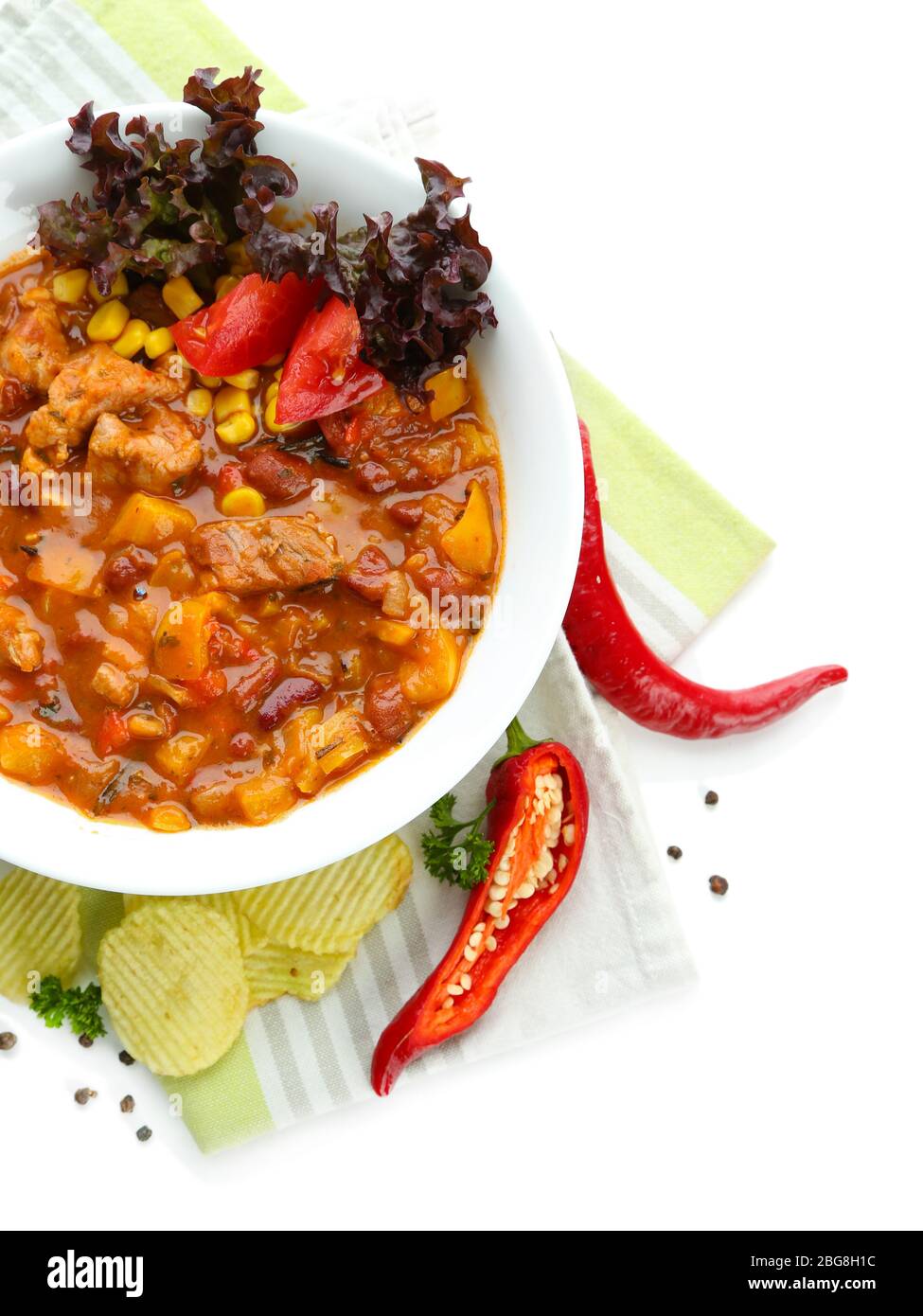 Chili Corn Carne - traditional mexican food, isolated on white Stock ...