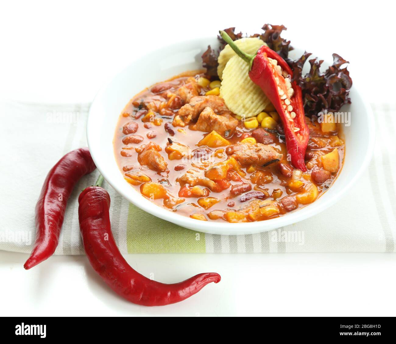 Chili Corn Carne - traditional mexican food, isolated on white Stock ...