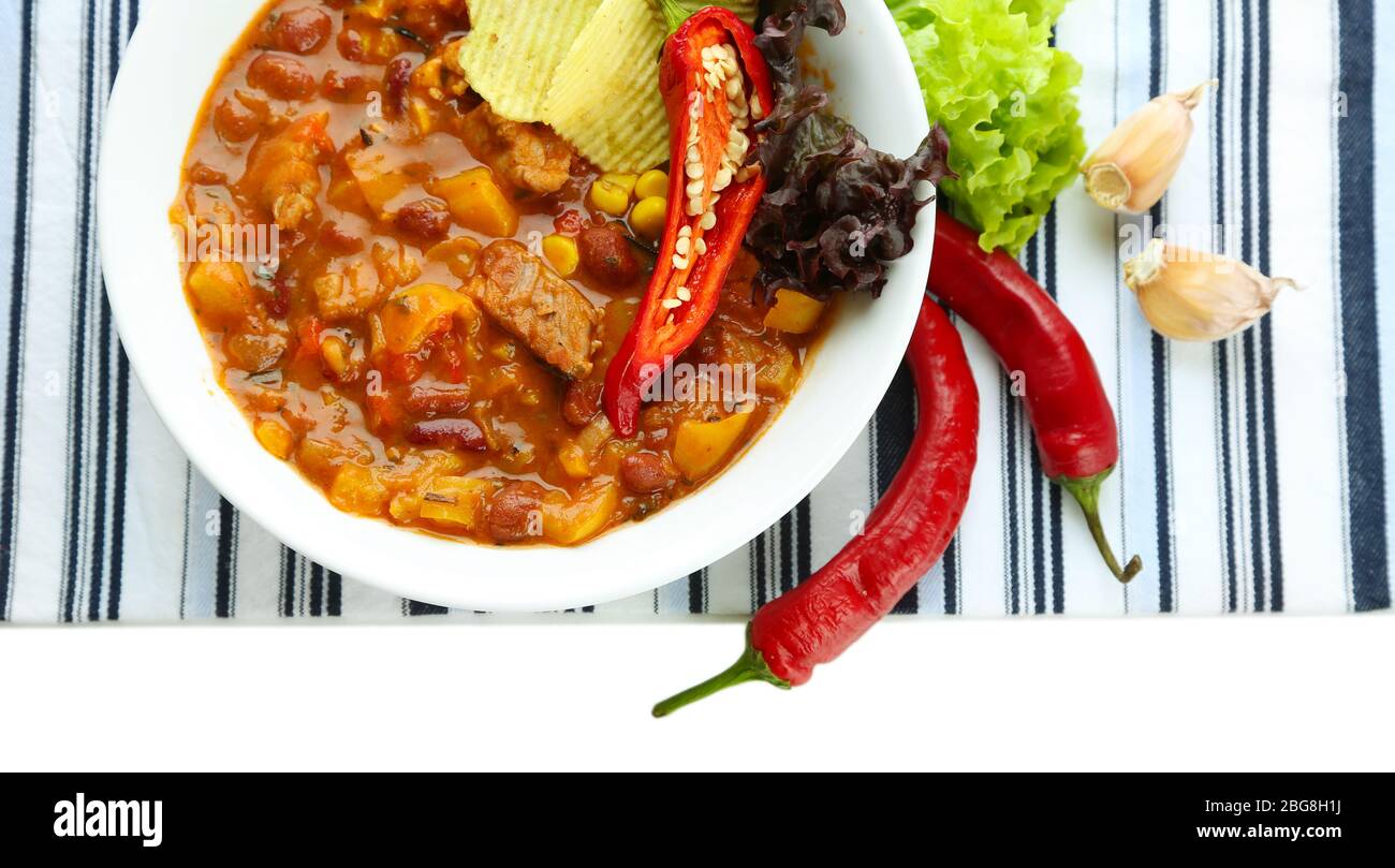 Chili Corn Carne - traditional mexican food, isolated on white Stock ...
