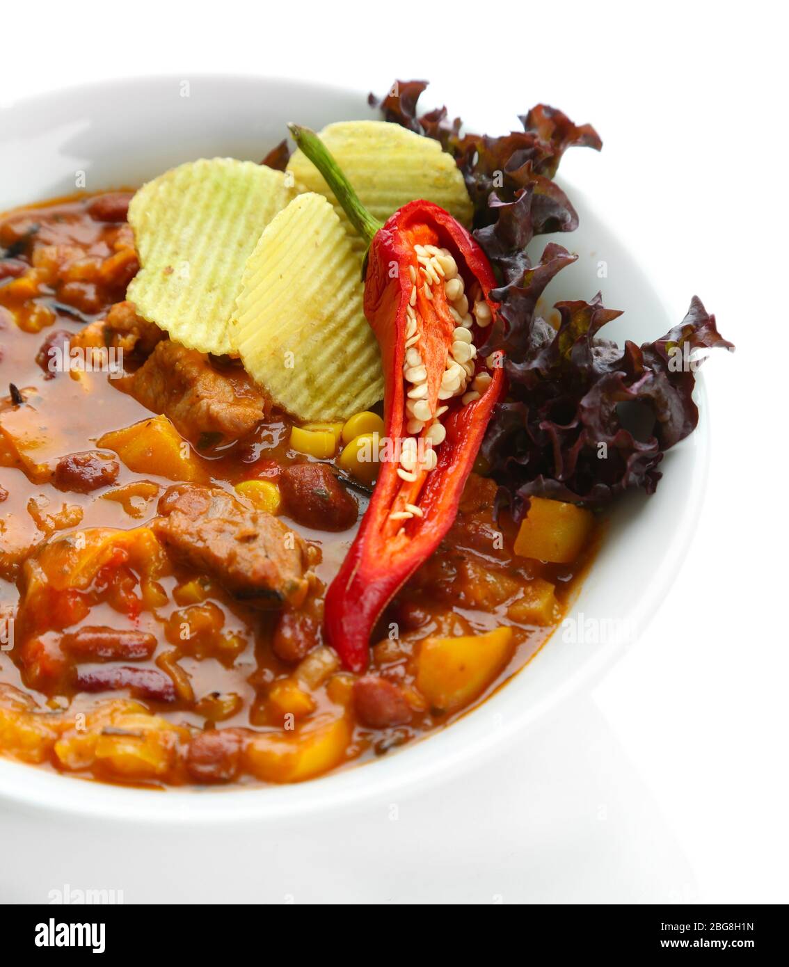 Chili Corn Carne - traditional mexican food, isolated on white Stock ...