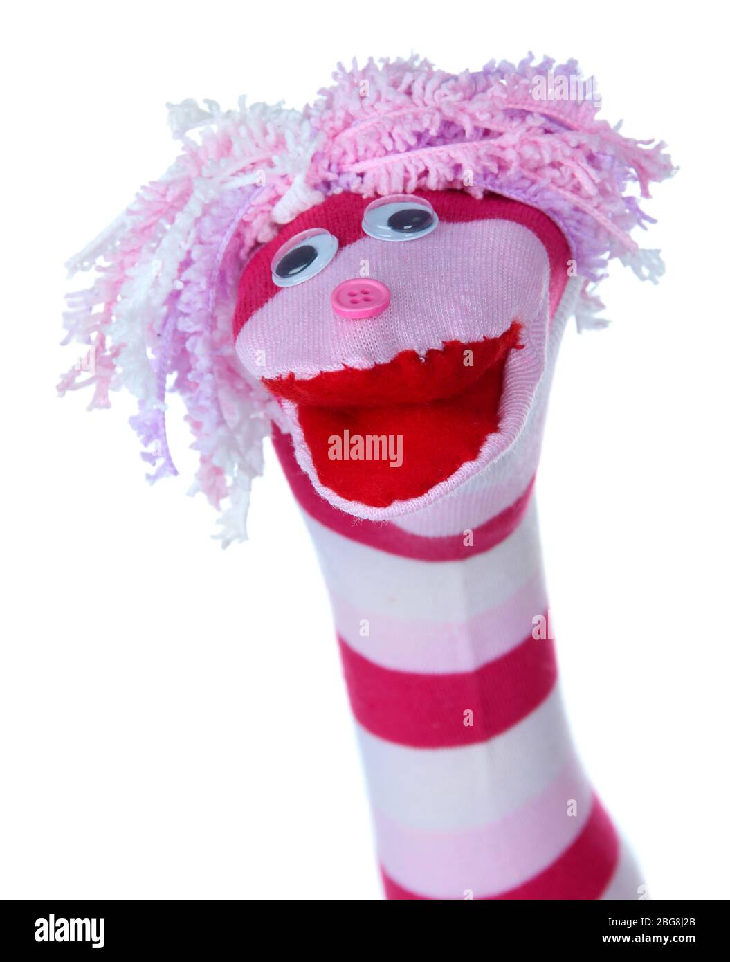 Cute sock puppet isolated on white Stock Photo - Alamy