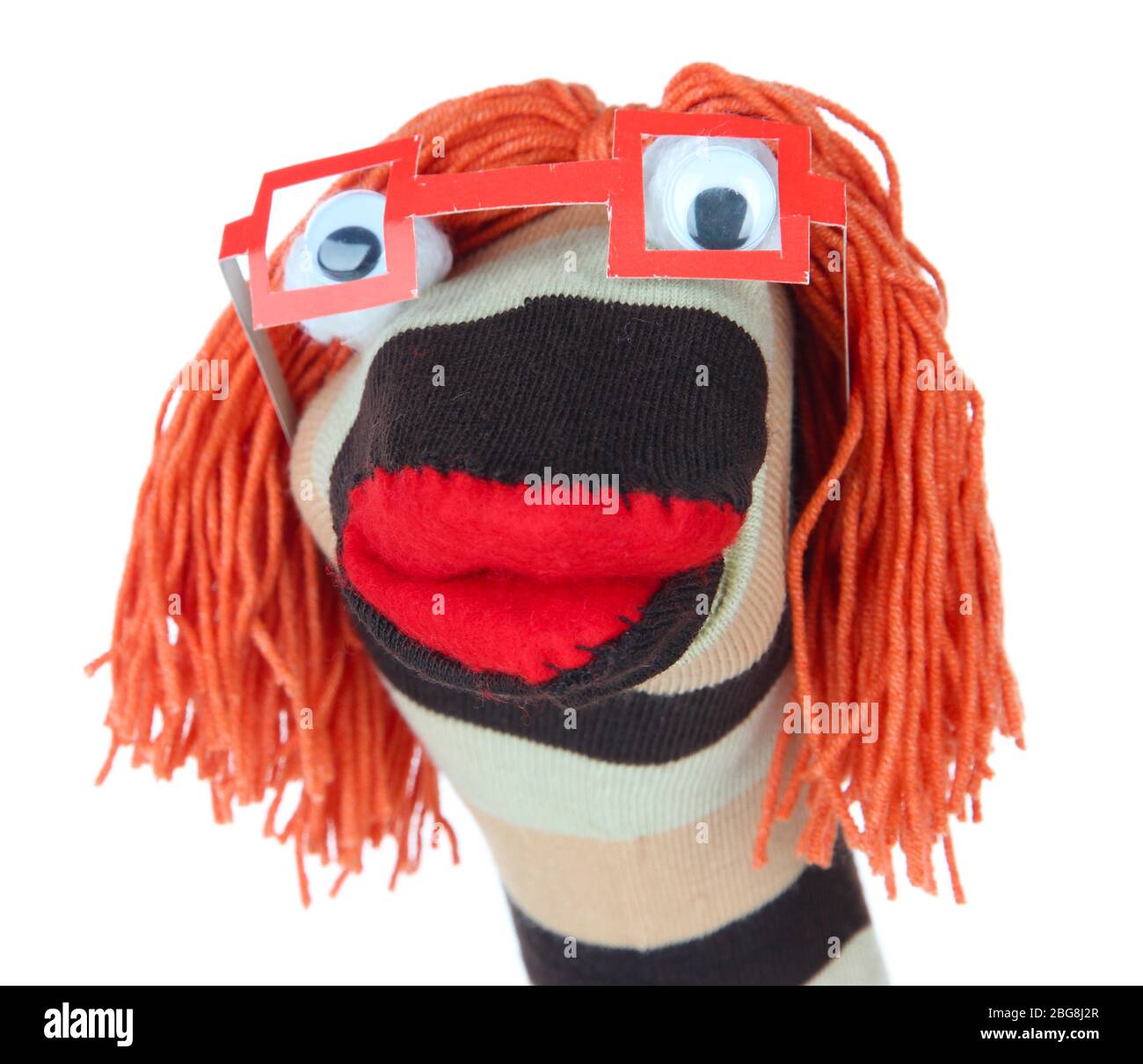 Cute sock puppet isolated on white Stock Photo - Alamy