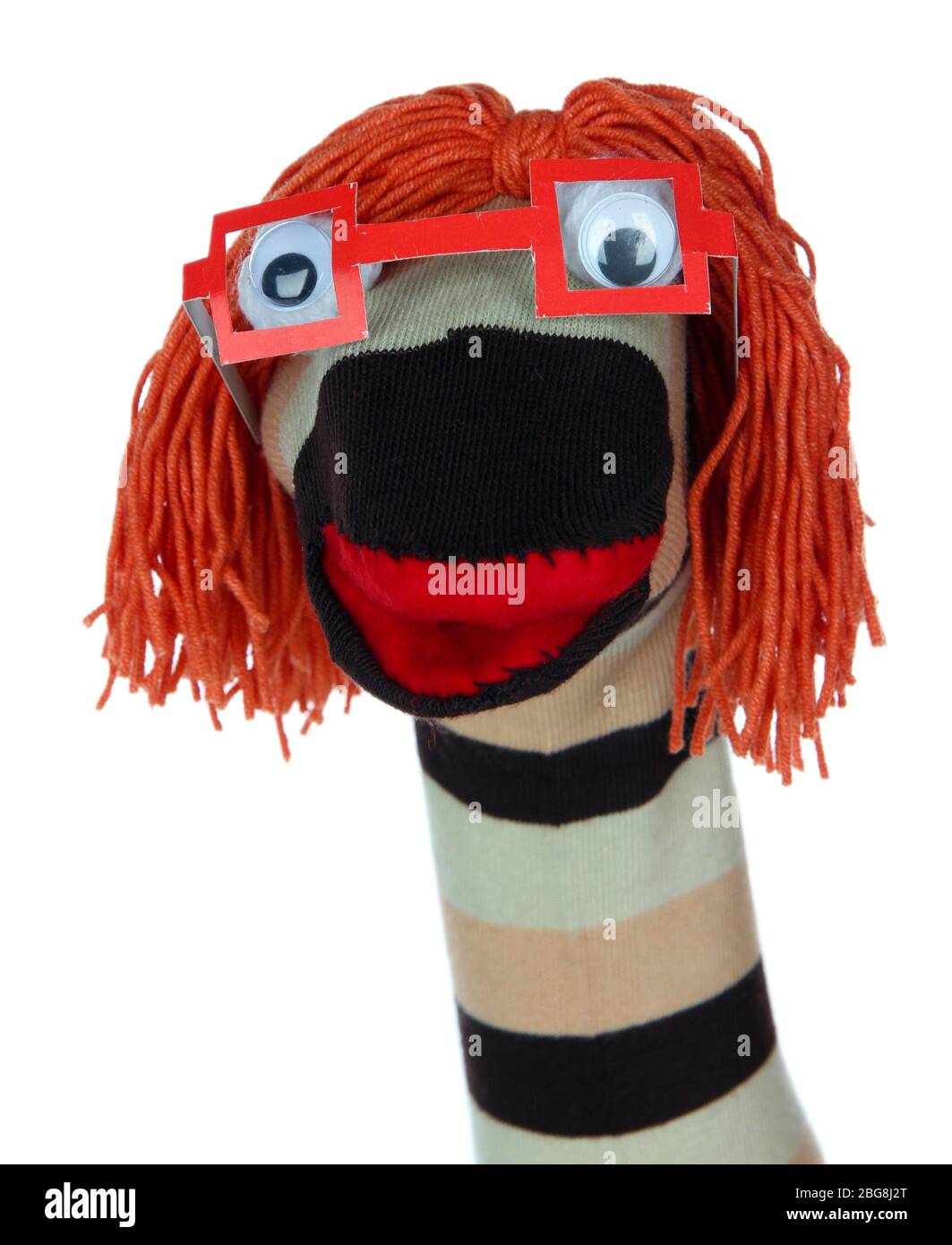 Cute sock puppet isolated on white Stock Photo - Alamy