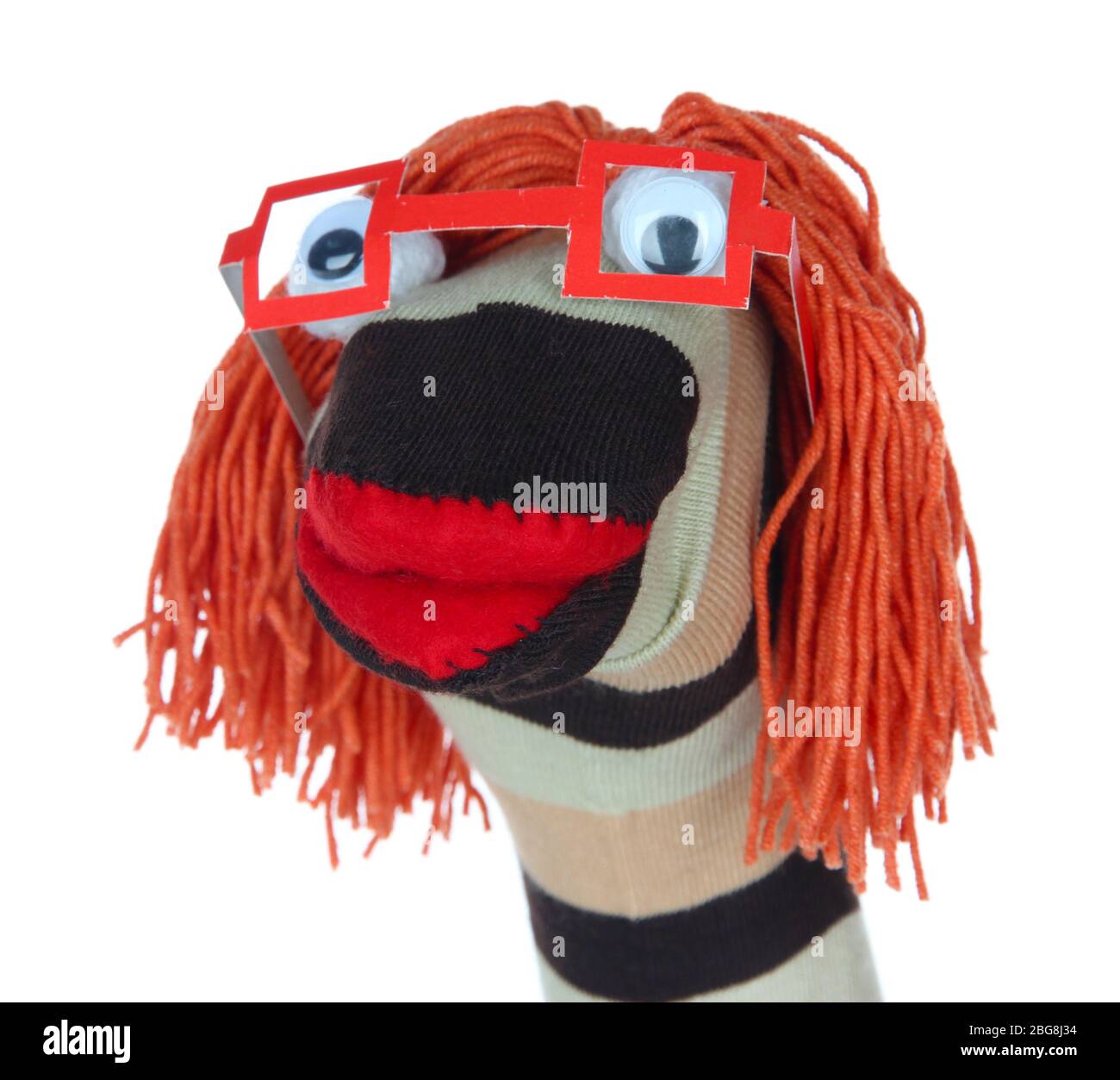 Cute sock puppet isolated on white Stock Photo - Alamy
