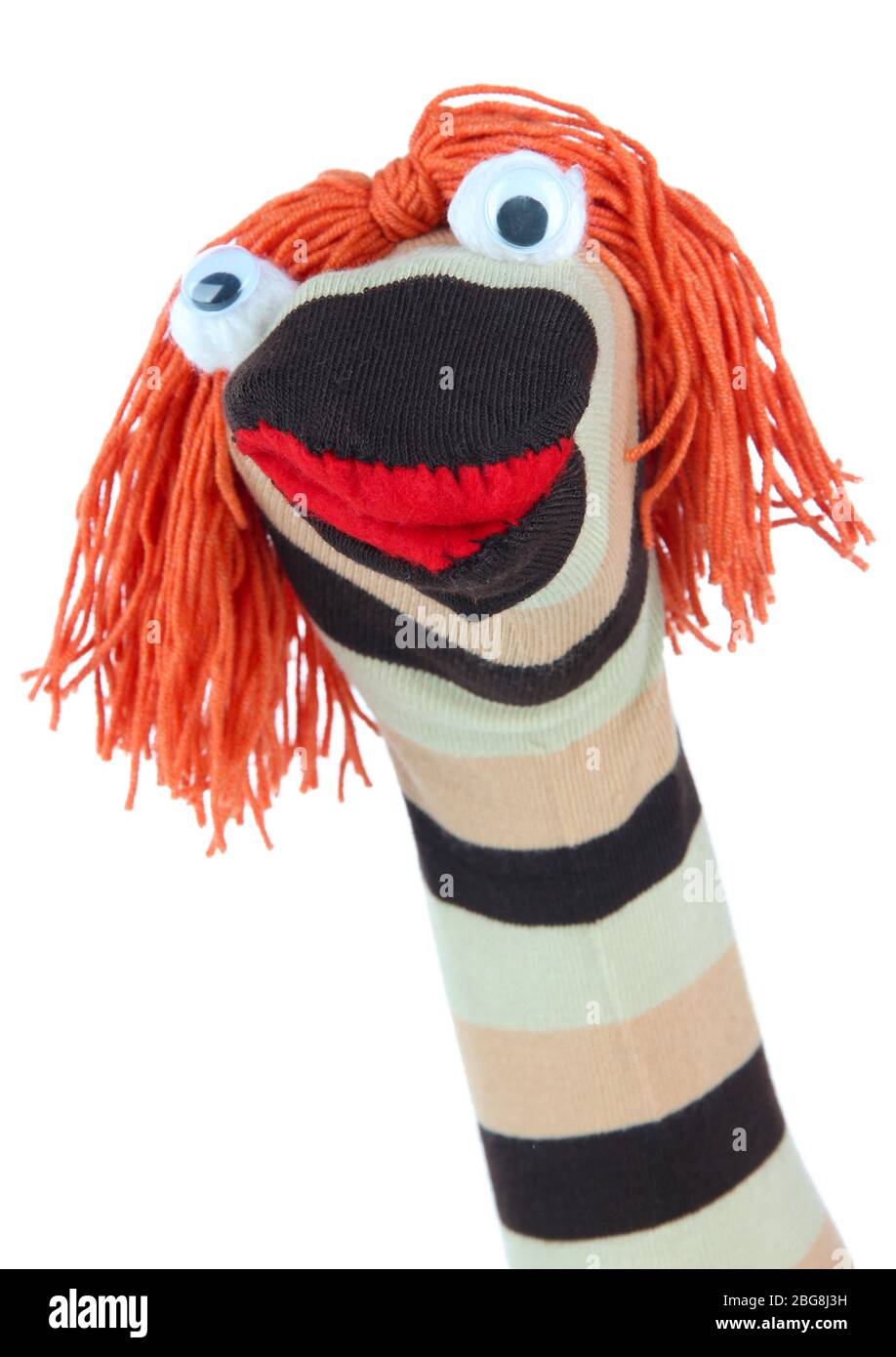 Cute sock puppet isolated on white Stock Photo - Alamy