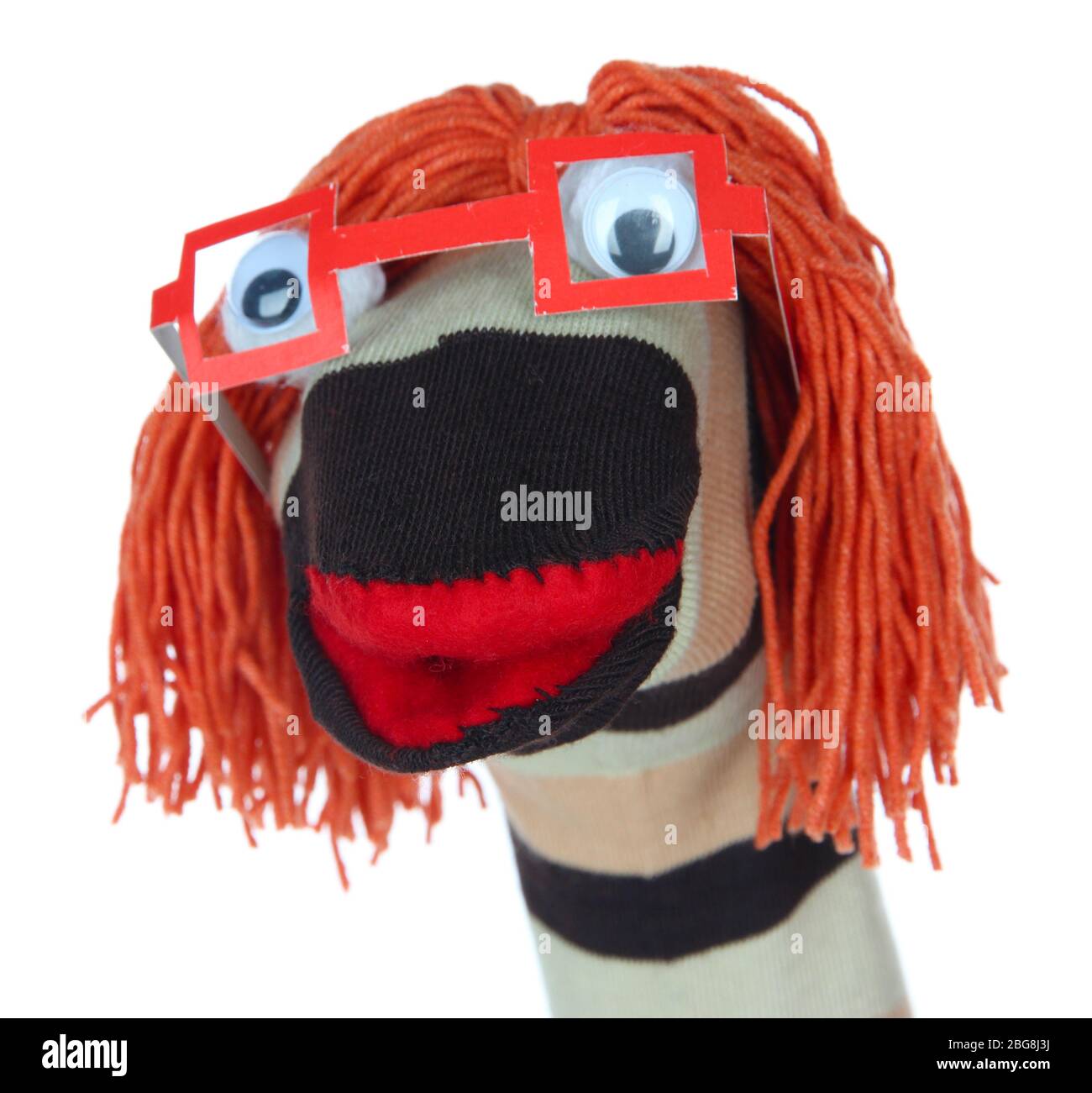 Cute sock puppet isolated on white Stock Photo - Alamy