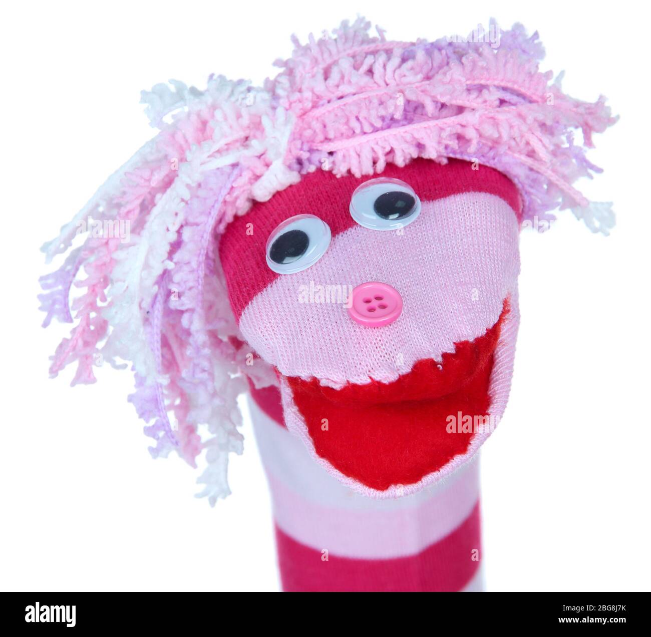 Cute sock puppet isolated on white Stock Photo - Alamy