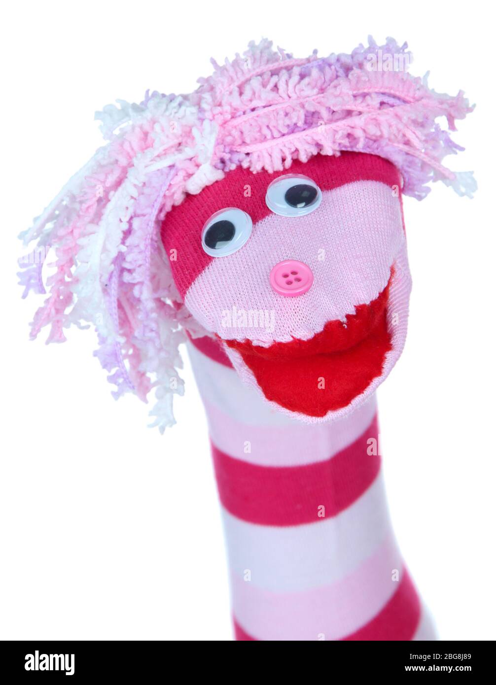 Cute sock puppet isolated on white Stock Photo - Alamy