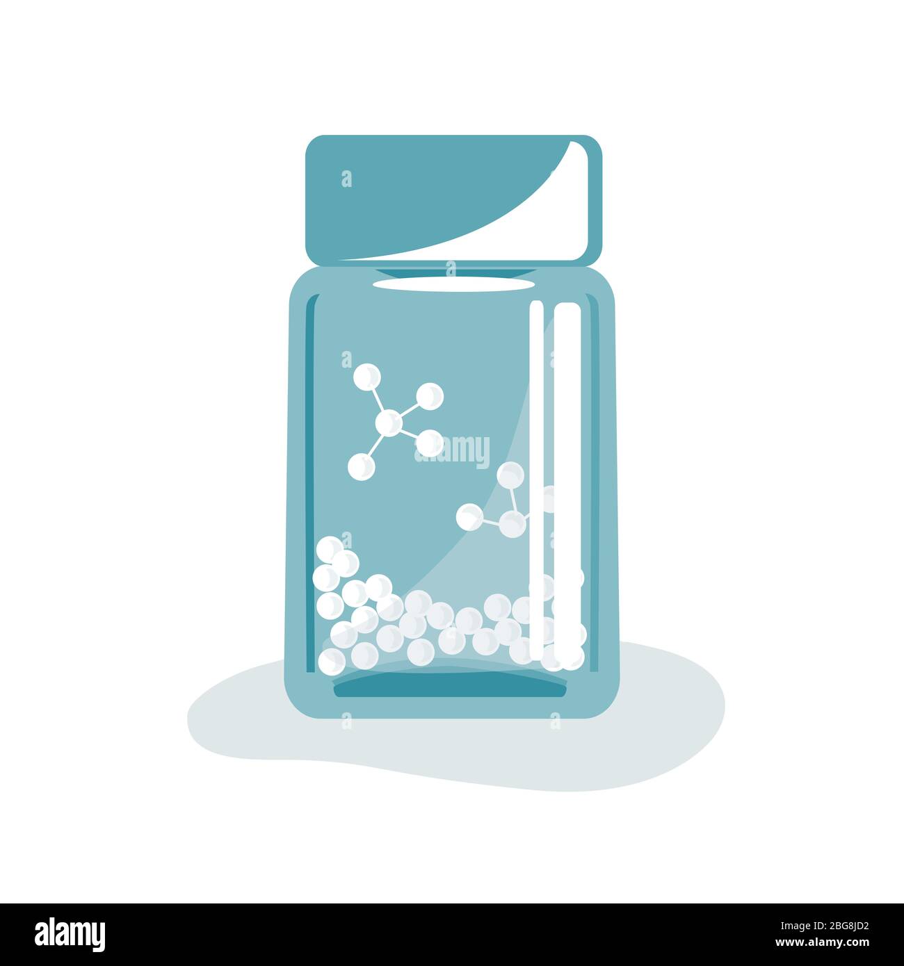 Bottle with homeopathic granules. Homeopathic and herbal pills, vector ...