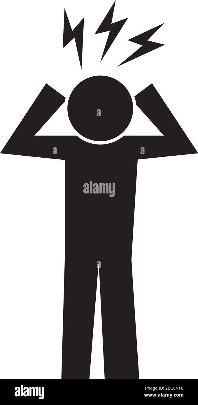 human figure with headache health pictogram silhouette style Stock ...