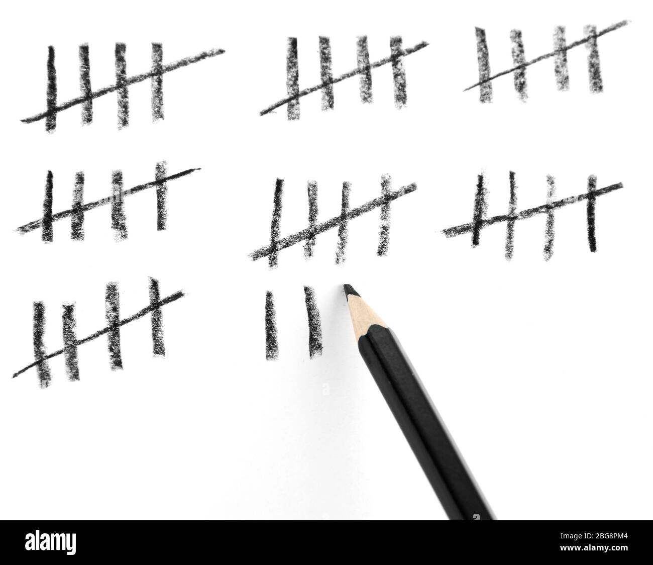 Counting days by drawing sticks isolated on white Stock Photo - Alamy