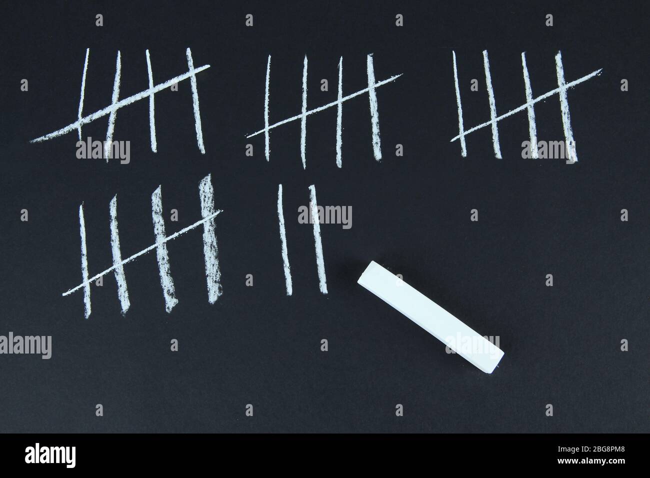 Counting days by drawing sticks isolated on black Stock Photo - Alamy