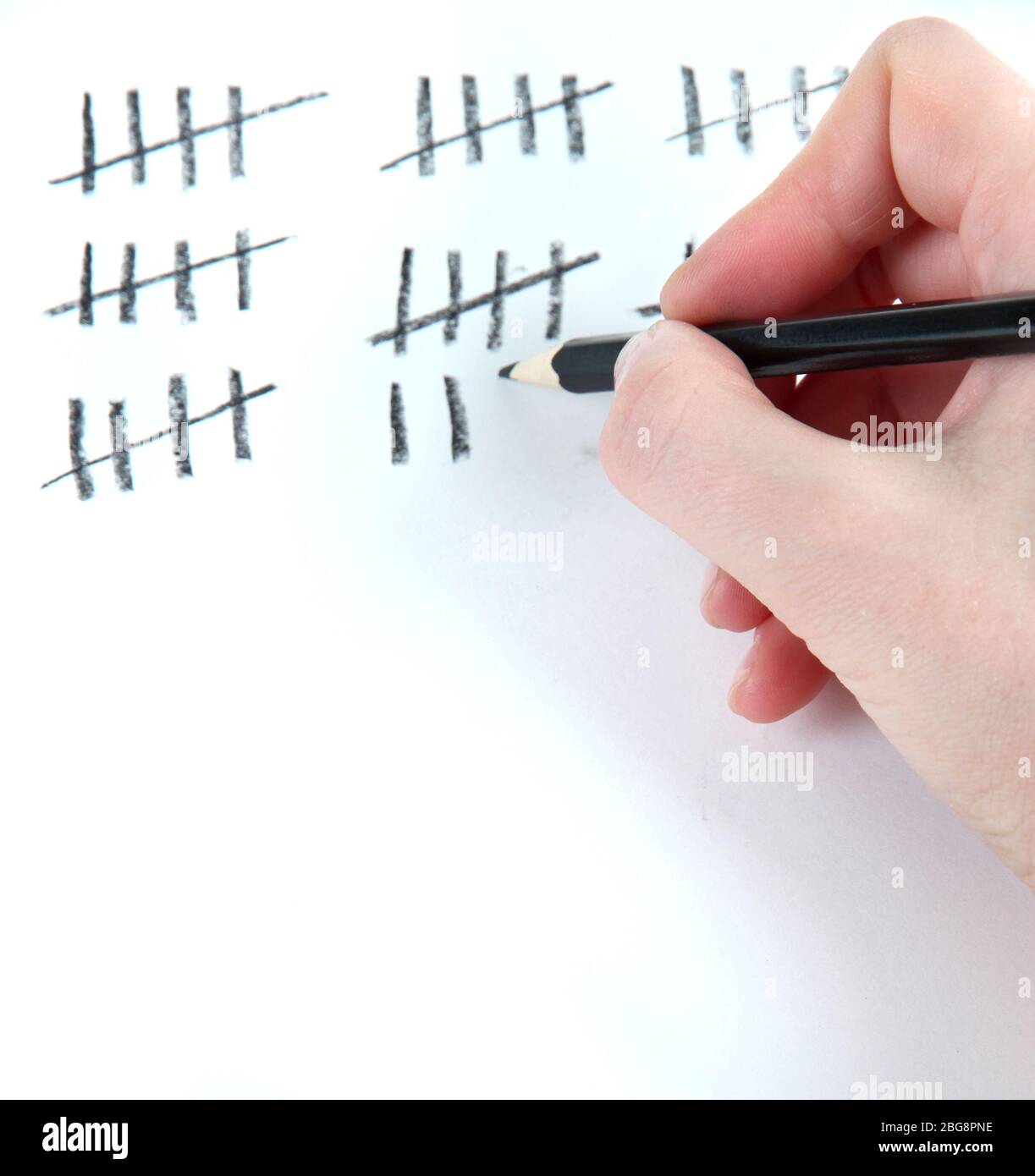 Counting days by drawing sticks isolated on white Stock Photo - Alamy