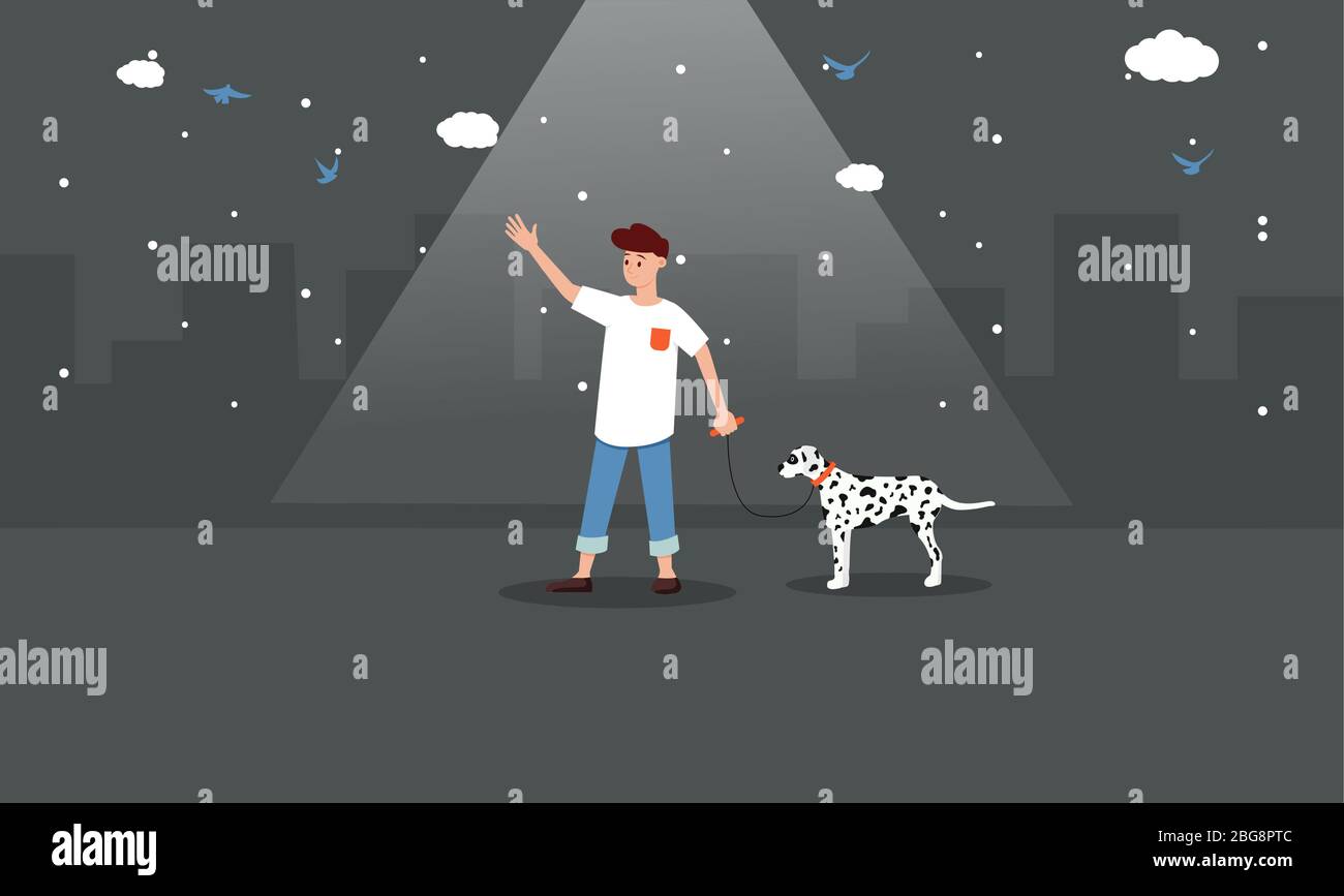 Night dog walk Stock Vector Images - Alamy