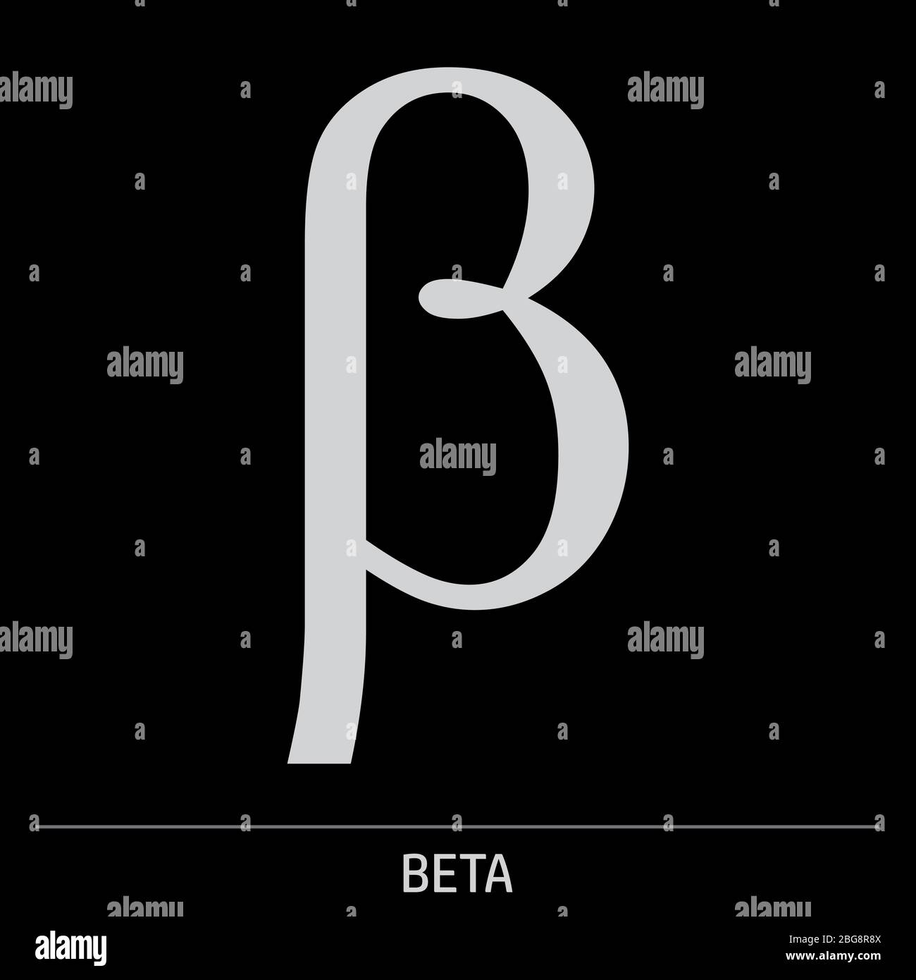 Lowercase Beta greek letter icon illustration on gray background with ...