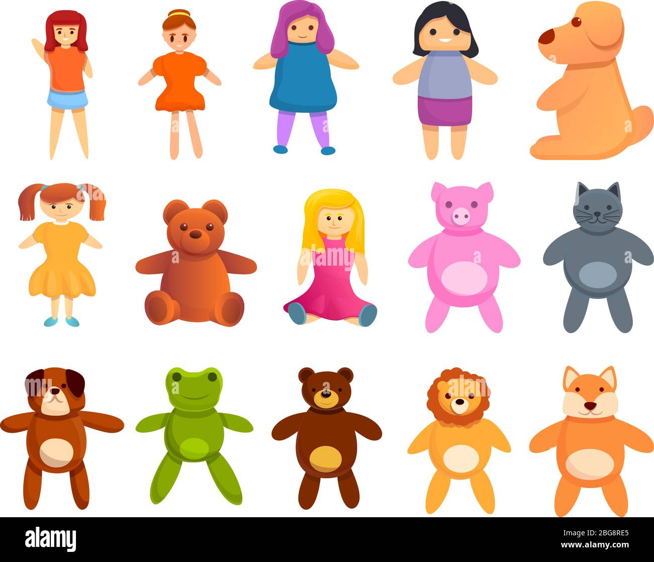 Doll icons set. Cartoon set of doll vector icons for web design Stock ...