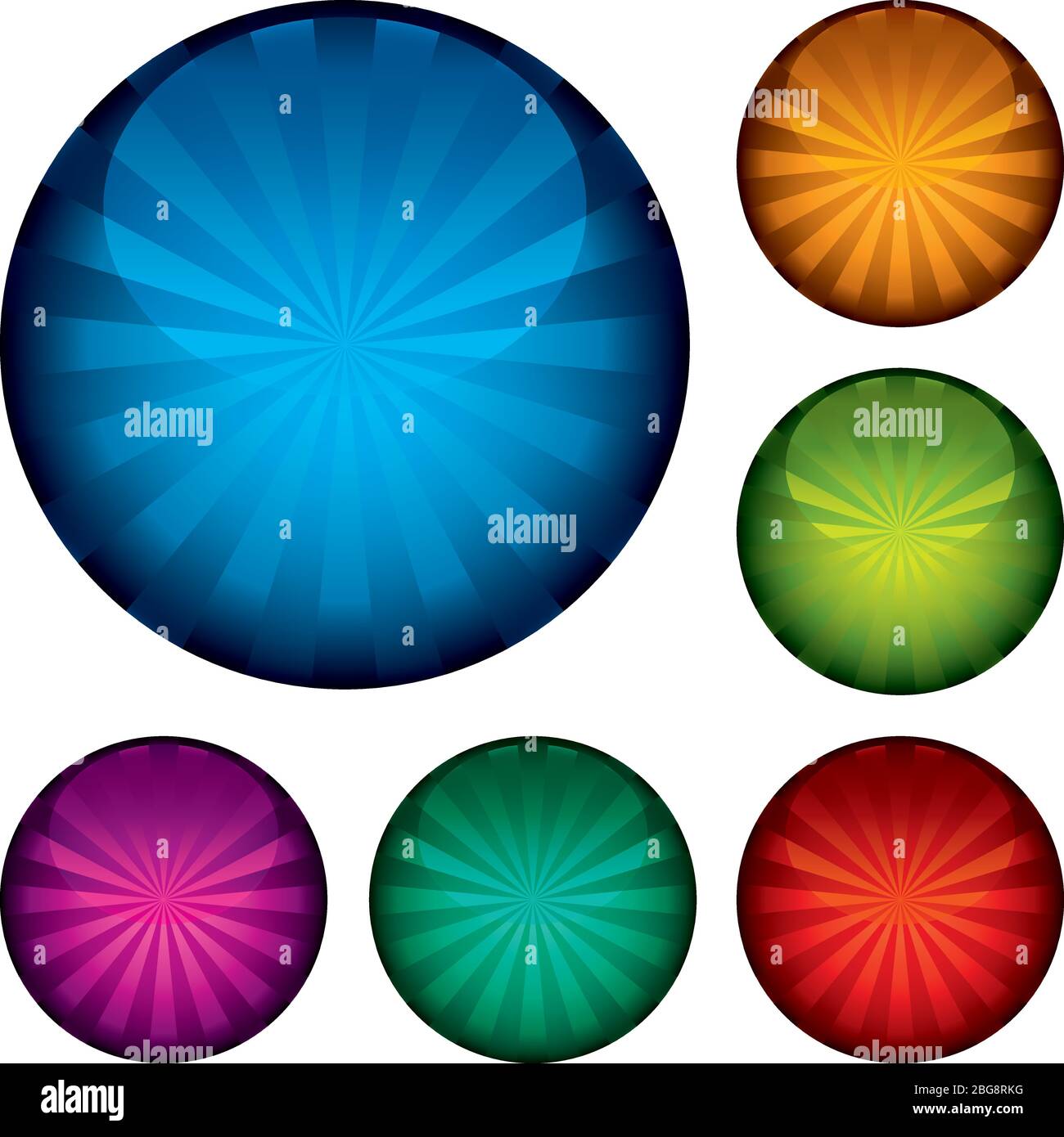 Vector illustration. Shiny balls. Six shiny balls in vibrant colors ...