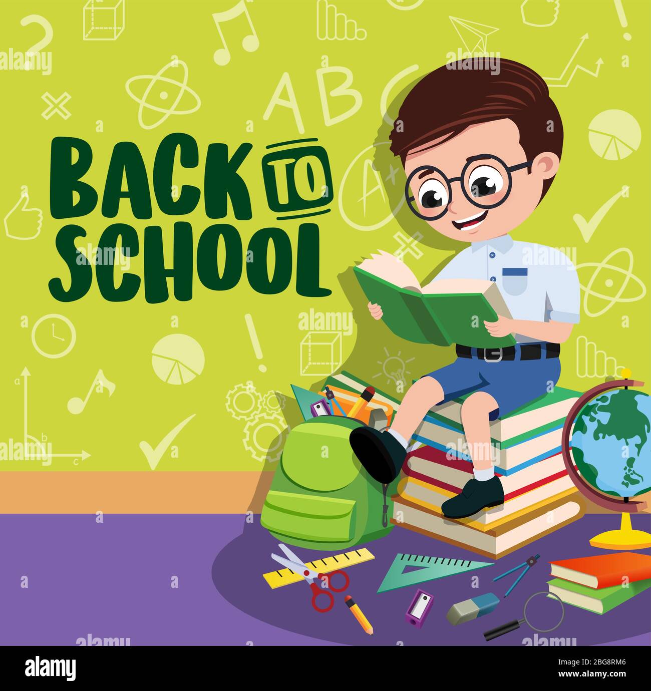 Boy classroom book bag Stock Vector Images - Alamy