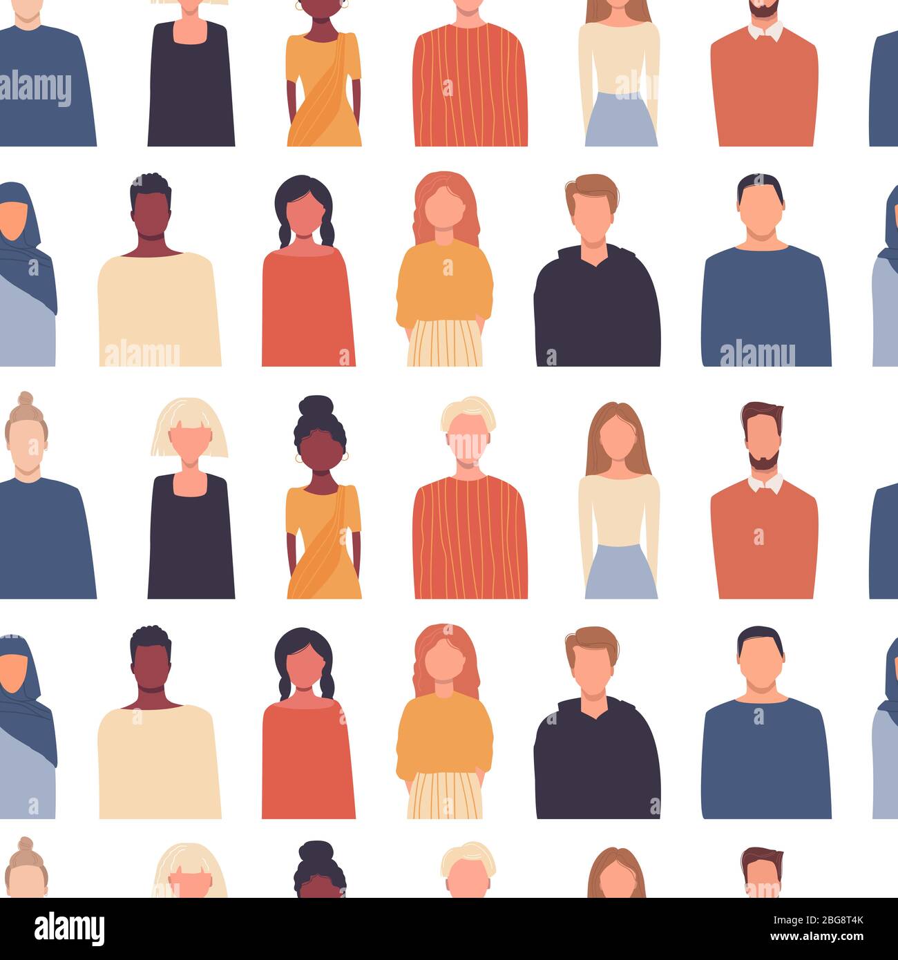 Vector seamless pattern in flat style with people of different ...
