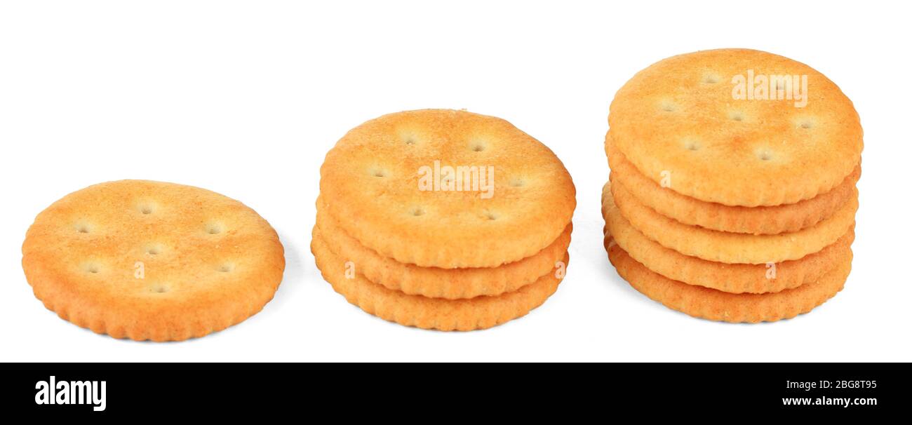 Delicious crackers isolated on white Stock Photo - Alamy