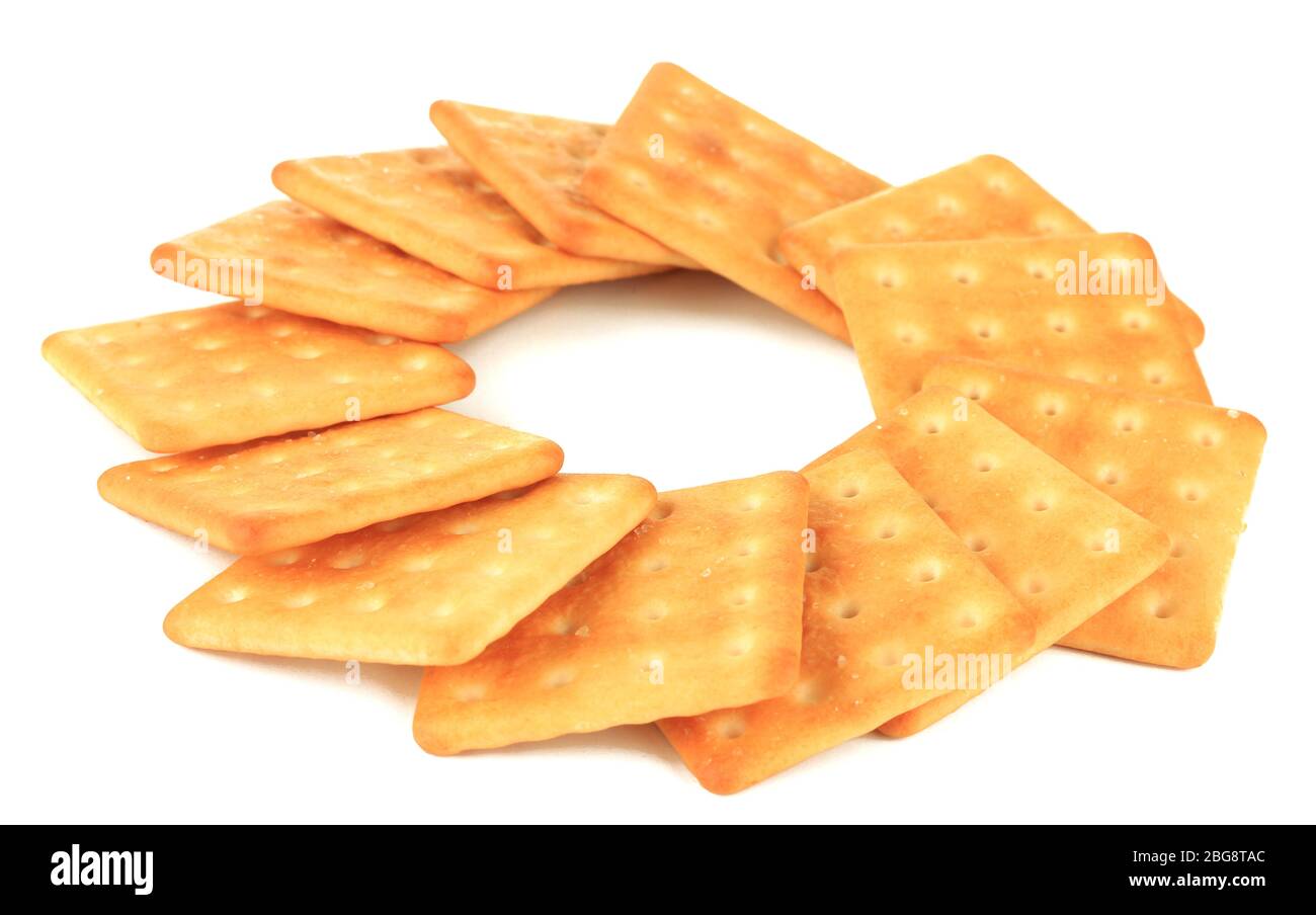 Delicious crackers isolated on white Stock Photo - Alamy