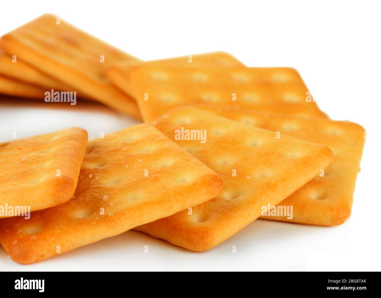 Delicious crackers isolated on white Stock Photo - Alamy
