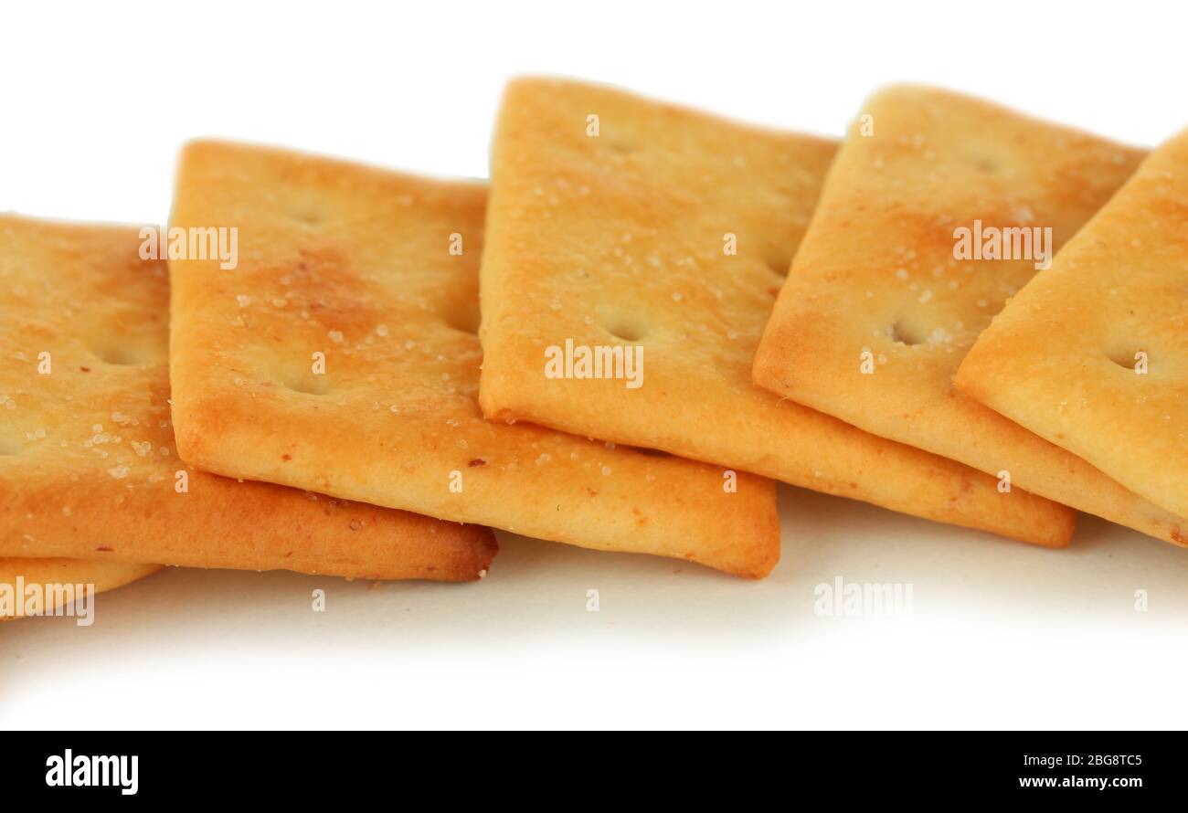 Delicious crackers isolated on white Stock Photo - Alamy