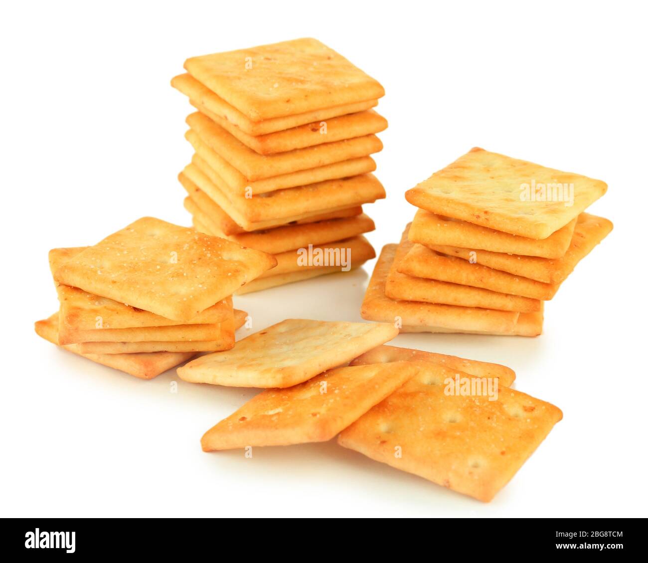 Delicious crackers isolated on white Stock Photo - Alamy