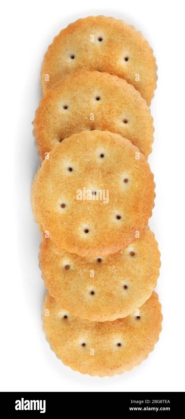 Delicious crackers isolated on white Stock Photo - Alamy