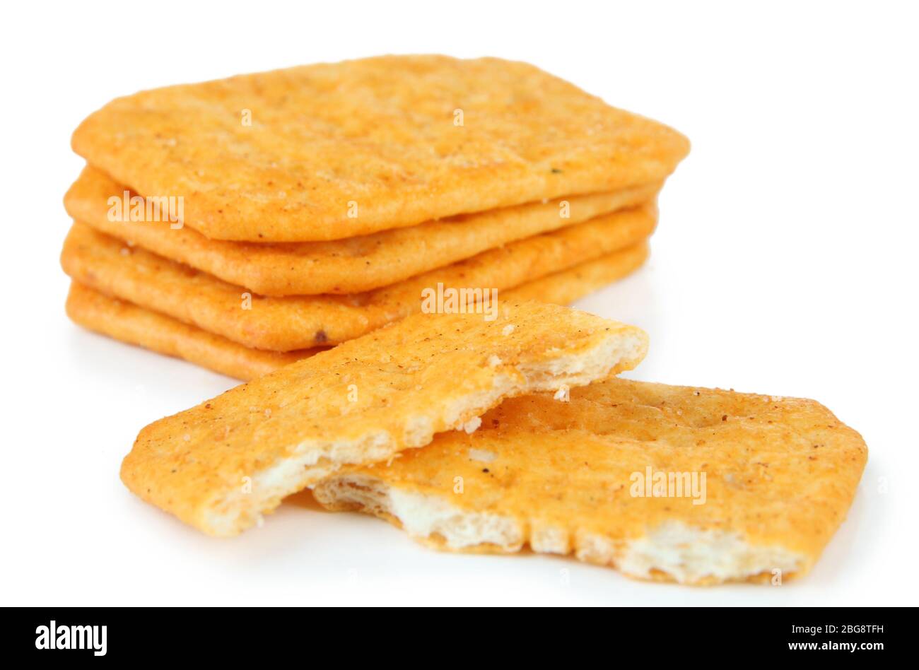 Delicious crackers isolated on white Stock Photo - Alamy