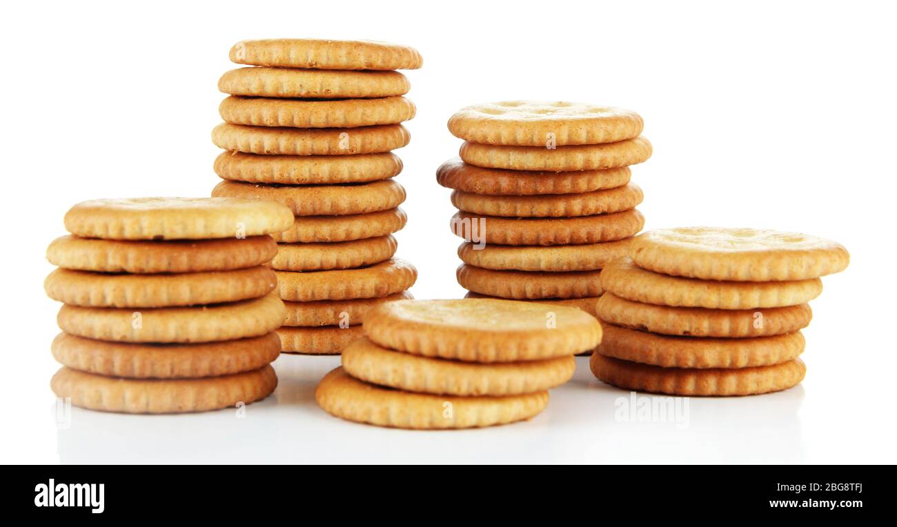 Delicious crackers isolated on white Stock Photo - Alamy