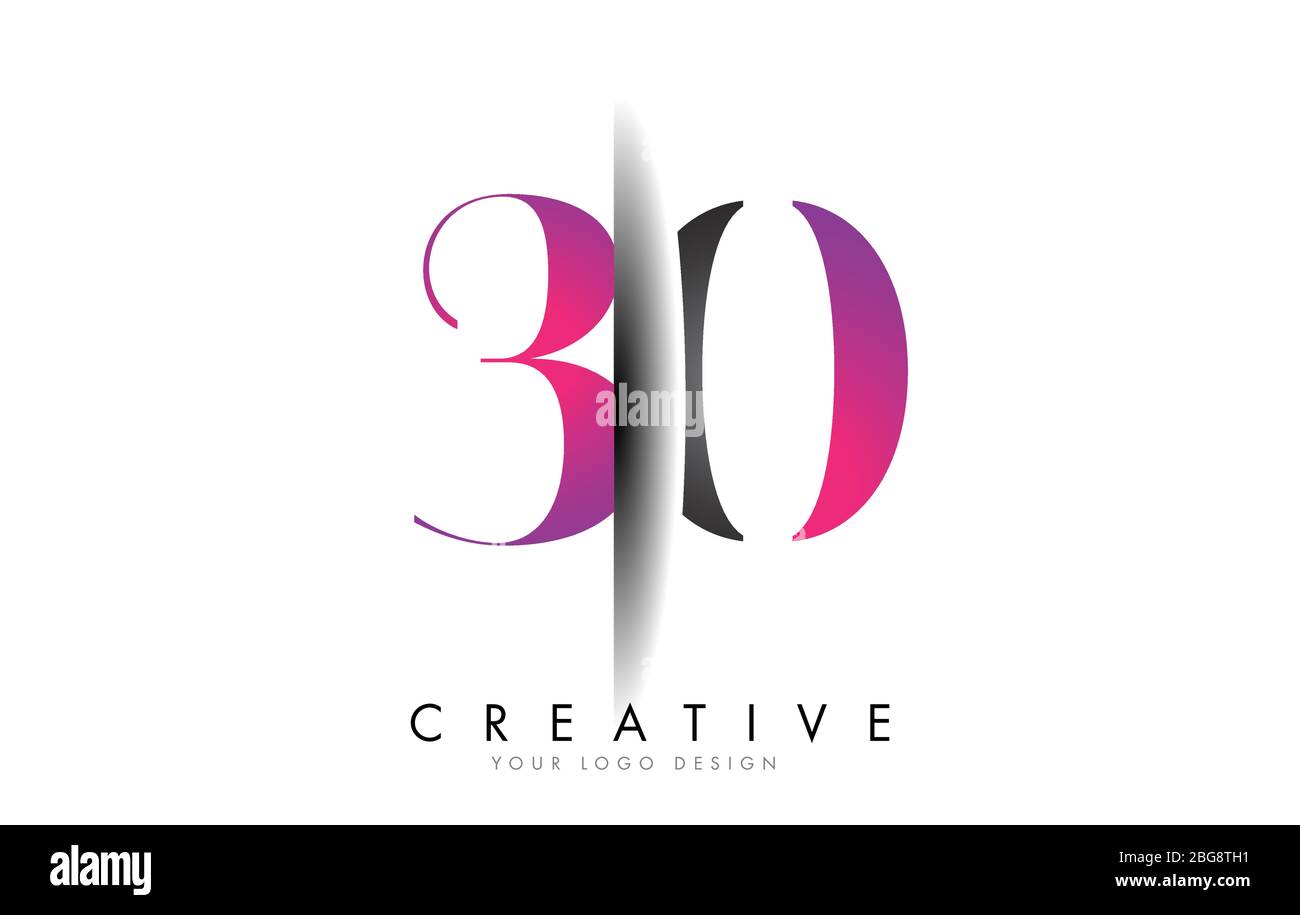 30 3 0 Grey and Pink Number Logo with Creative Shadow Cut Vector ...