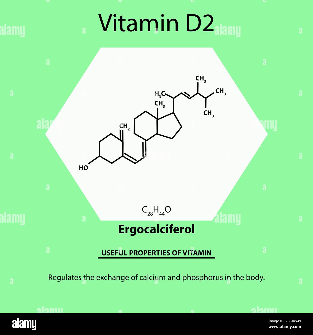 Vitamin D2. Ergocalciferol Molecular chemical formula. Useful ...