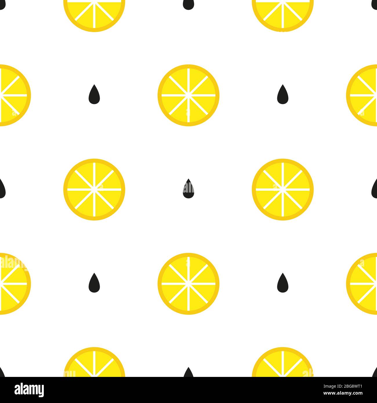 Seamless pattern with lemons on white background, vector illustration ...