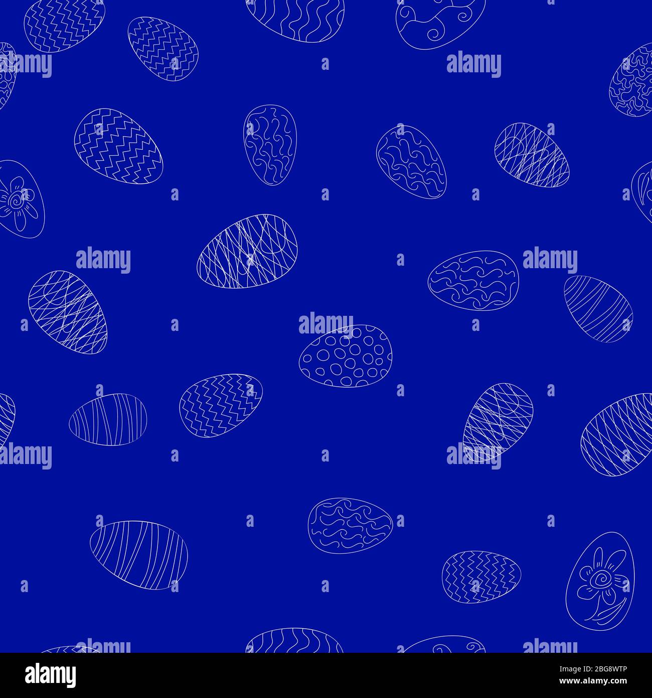 doodle vector easter eggs chaotic seamless pattern - blue Stock Vector Image & Art - Alamy