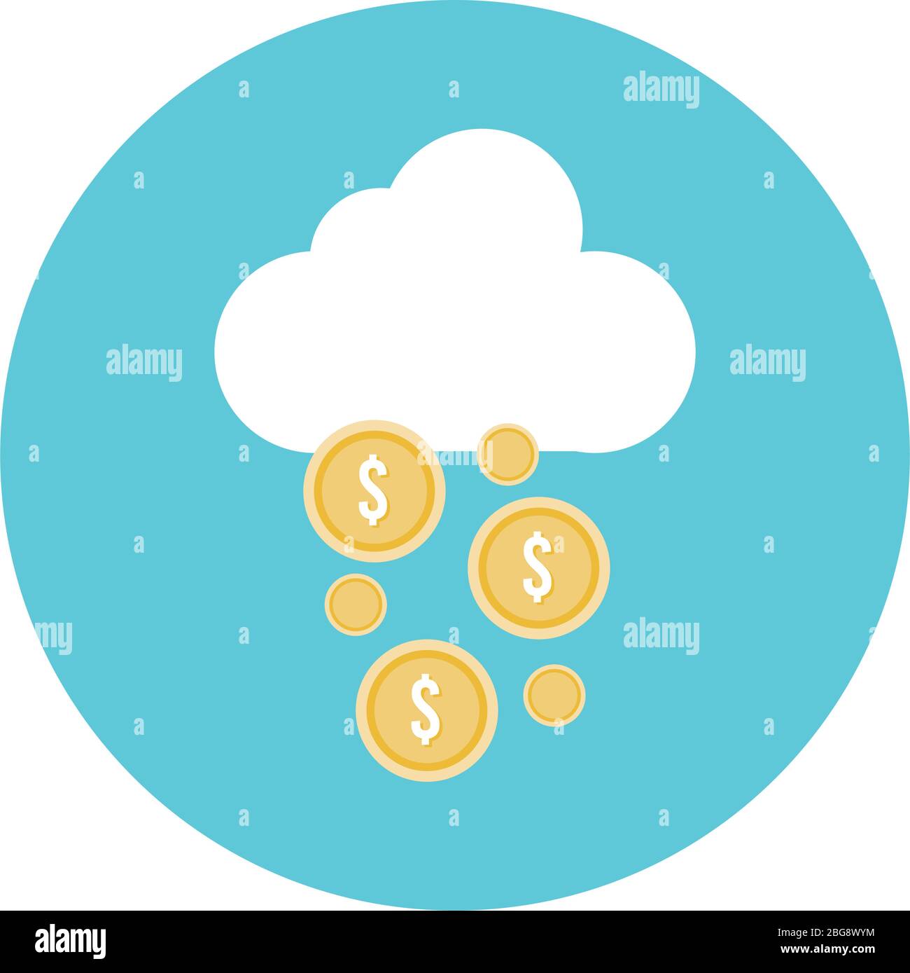 coins money dollars with cloud block style icon Stock Vector Image ...