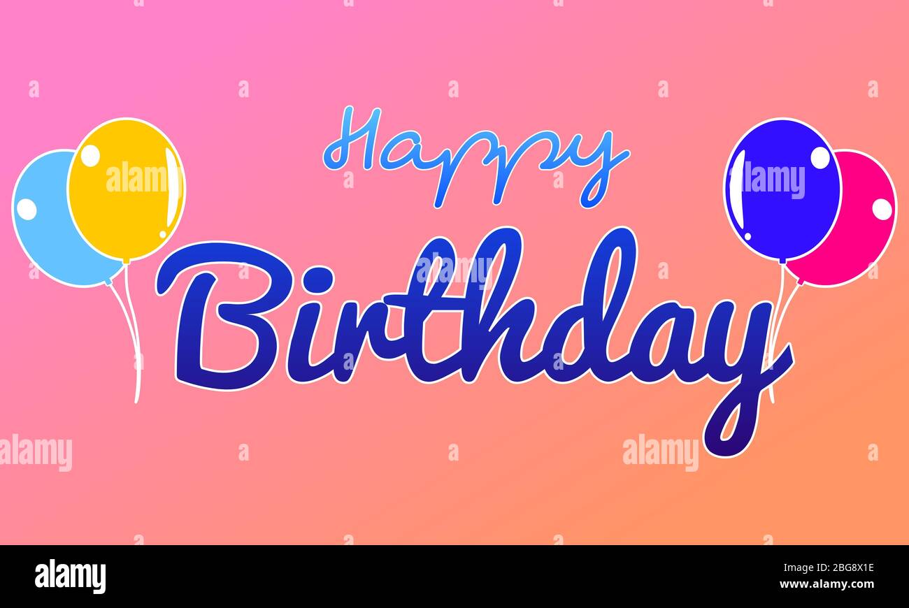 Cute Happy birthday card design with cute balloons and vivid colors ...