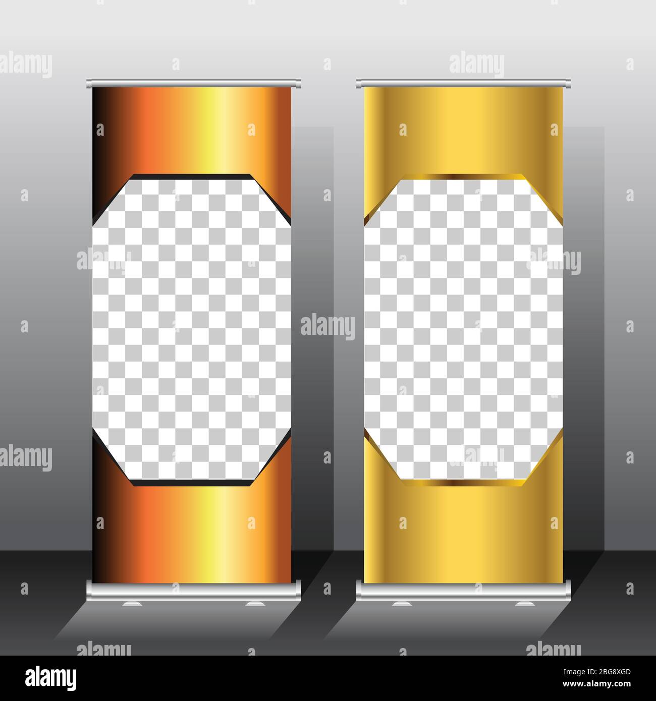 golden color roll up banner template, vector illustration Stock Vector ...