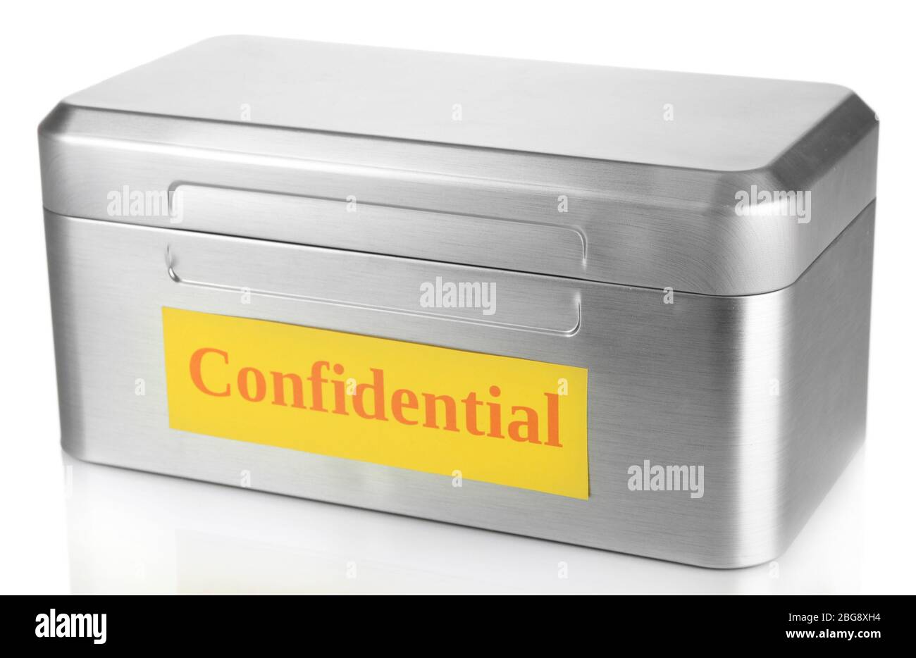 Confidential information in silvery box isolated on white Stock Photo ...