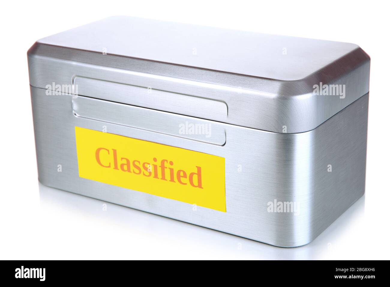 Confidential information in silvery box isolated on white Stock Photo ...