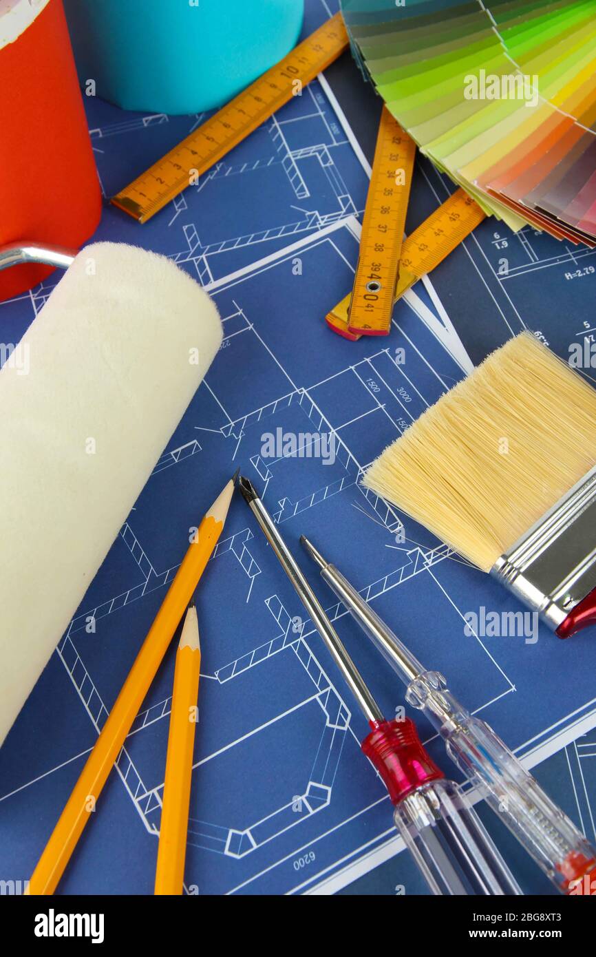 Repair project close up Stock Photo - Alamy