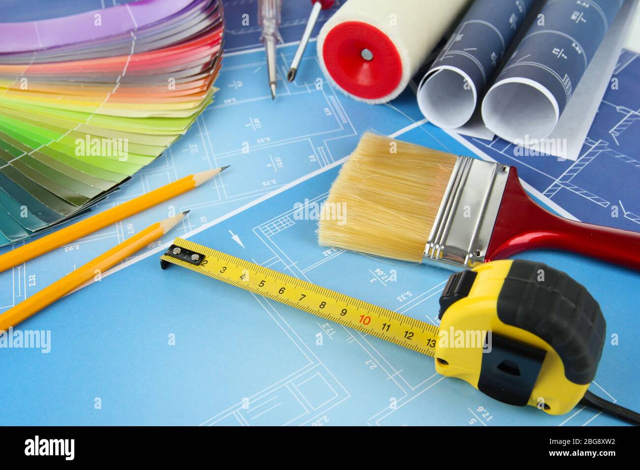 Repair project close up Stock Photo - Alamy