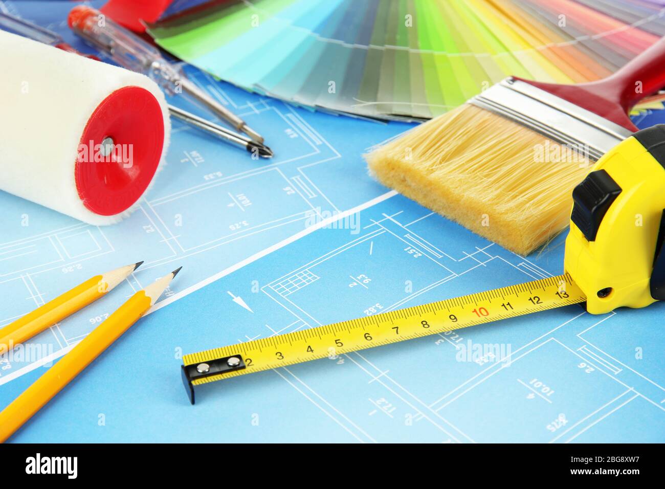 Repair project close up Stock Photo - Alamy