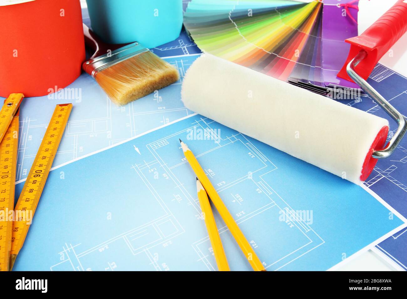 Repair project close up Stock Photo - Alamy