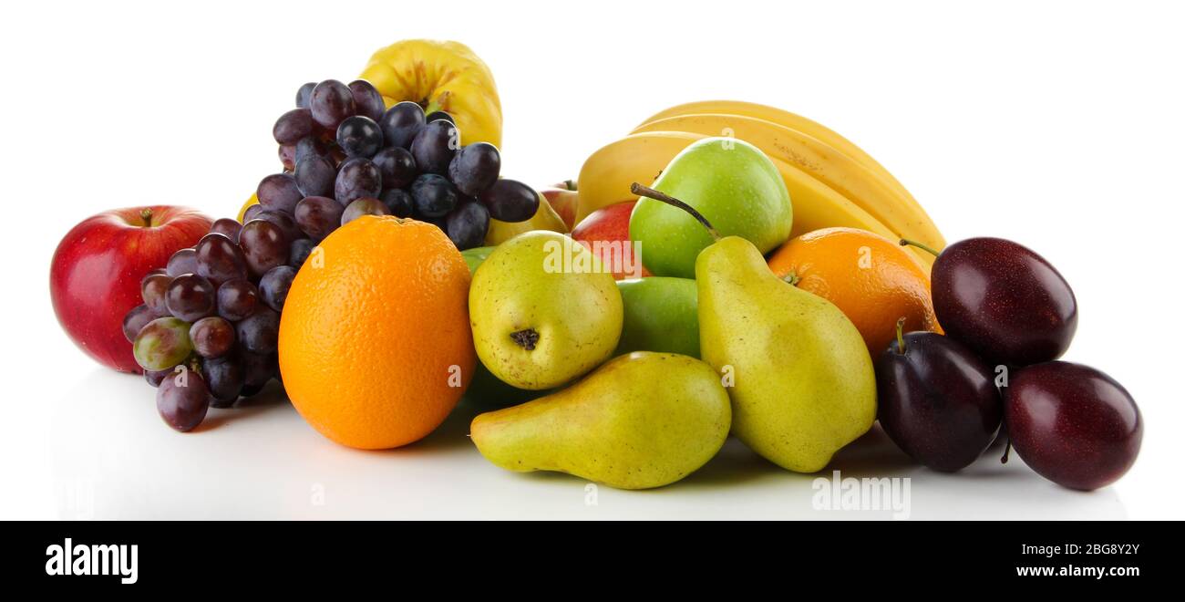 Composition of different fruits isolated on white Stock Photo - Alamy