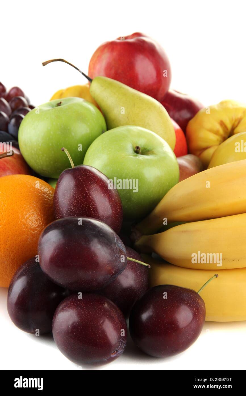 Composition of different fruits isolated on white Stock Photo - Alamy