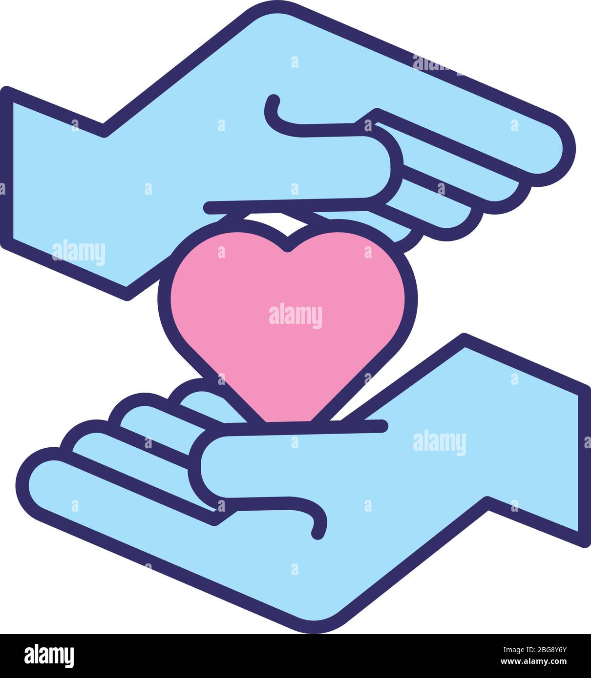 hands human lifting heart solidarity line and fill style Stock Vector ...